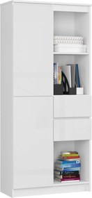 Regál R15 R80 2D2SZ bílá/bílý lesk