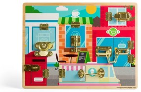 Bigjigs Toys Dřevěná motorická deska západky a zámky