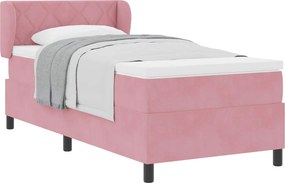 Postel s boxspringem s polštářem Růžová 100 x 200 cm samet 3340435