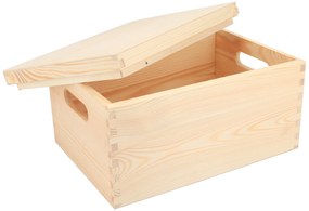 ČistéDřevo Dřevěný box s víkem 35 x 25 x 18 cm