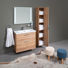 Mereo Mereo, Vigo, koupelnová skříňka vysoká 170 cm, levé nebo pravé otevírání, bílá, dub, CN331