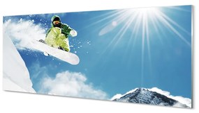 akrylový obraz Man mountain snow board 120x60 cm