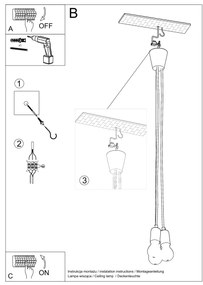 Závěsné svítidlo Diego 3, šedé tělo svítidla