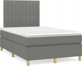 Box Spring Postel S Matrací Textil Tmavě Šedá Svislé pruhy 120 x 190 cm