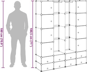 vidaXL Marketos Modulární skříň s 18 přihrádkami bílá 37 x 146 x 180,5 cm