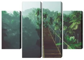 Vícedílný obraz Lanový Most V Džungli 3D Nedostatek Nedostatek Plátno Canvas 160x120