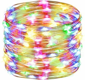 LED řetěz Nano - 10m, 100LED, 3xAA, multicolor
