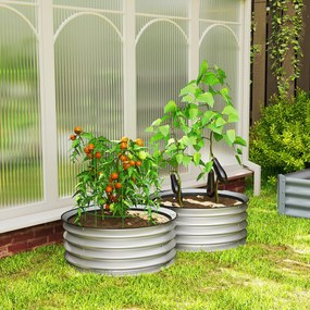 Outsunny kovový vyvýšený záhon sada 2 truhlíků na květiny truhlík na bylinky s otevřeným dnem zeleninový záhon pro zahradu stříbrný 60x60x30 cm |
