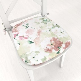 Biante Oblý podsedák PM-018 Malované květy na zeleném - 39x37x3 cm