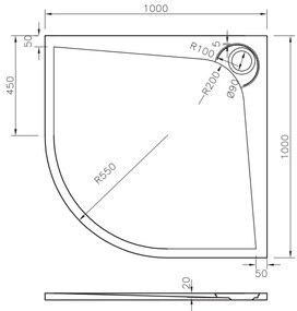 Vayer Boomerang čtvrtkruhová sprchová vanička, litý mramor Rozměr vaničky: 100x100cm