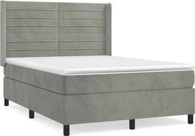 Box spring postel s matrací světle šedá 140x190 cm samet 3132735