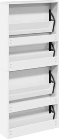 Botník se zrcadlem 4patrový bílý s vysokým leskem 63x17x134 cm 3228276