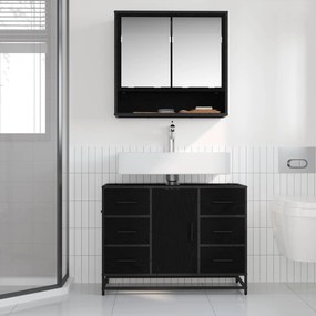 Sada koupelnového nábytku 2 ks Černý dub 80 x 33 x 60 cm 3402428