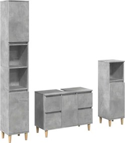 3dílný set koupelnového nábytku betonově šedý kompozitní dřevo 3324949