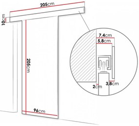 Posuvné dveře se zrcadlem ILAS II. hnědé 90