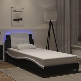 Rám postele s LED bez matrace Zadar černý a bílý 90x200 cm 3214087