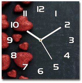 Wallmuralia Skleněné hodiny čtverec Srdce na tabuli 30x30 cm