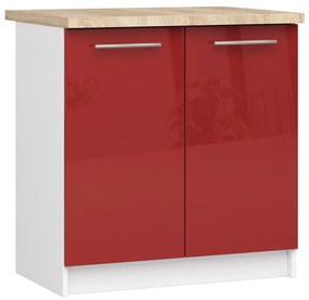 Dolní kuchyňská skříňka Ozara S80 2D (bílá + červený lesk). 1071124