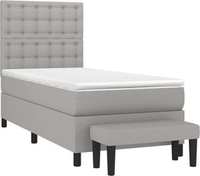 Box spring postel s matrací světle šedá 90x200 cm textil 3136885