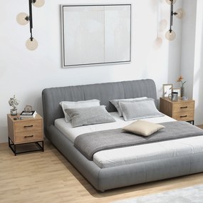 HOMCOM Sada 2 nočních stolků se 2 zásuvkami, noční stolek v industriálním stylu do ložnice a obývacího pokoje, rozměry 40 x 39,5 x 48 cm, přírodní dř…
