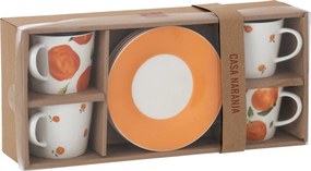 Kávová sada 4 šálků s podšálky Casa Naranja - Ø 13*7 cm / 200 ml