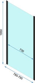 Rea Rapid Slide Wall, 3-stěnný sprchový kout s posuvnými dveřmi 150 (dveře) x 80 (stěna) x 195 cm, 6mm čiré sklo, černý profil, KPL-09889
