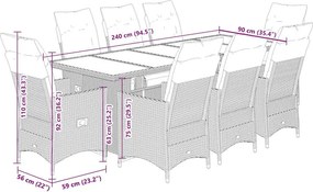 9dílný zahradní bistro set s poduškami černý polyratan 3277257