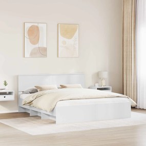 Rám postele s čelo Bílá 200 x 200 cm Kompozitní dřevo 3408816