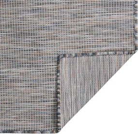 Venkovní hladce tkaný koberec 100x200 cm hnědý a modrý 340815