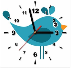 Gario Obraz s hodinami Modrý ptáček Rozměry: 30 x 30 cm