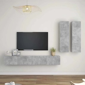 vidaXL 4dílný set TV skříněk dřevotříska [3078792] Barva: Betonová šedá