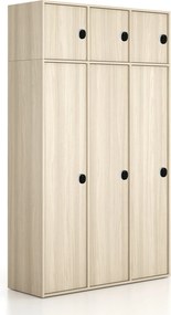 Nástavba pro skříně FRAME, 3x dveře, 1299 x 450 x 427 mm, kódový zámek, dub přírodní