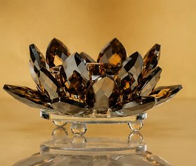 svícen, styl blízký východ, sklo, 5,5x11x11 cm, zlatá, Dekorino SD20260014