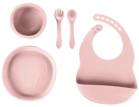 Zopa Silikonová dětská jídelní sada Old Pink