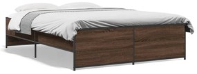 Rám postele hnědý dub 120 x 190 cm kompozitní dřevo a kov