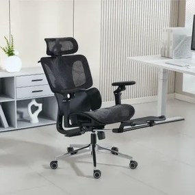 HOMCOM ergonomická kancelářská židle s 6D područky, nastavitelné opěrkou hlavy a hloubkou sedáku, 67 x 71 x 133 cm, černá