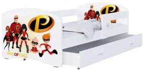 Dětská postel LUKI se šuplíkem BÍLÁ 160x80 vzor RODINA PERFECT