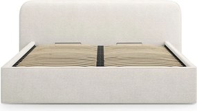 Světle šedá čalouněná dvoulůžková postel s úložným prostorem s roštem 180x200 cm Elizabeth – Micadoni