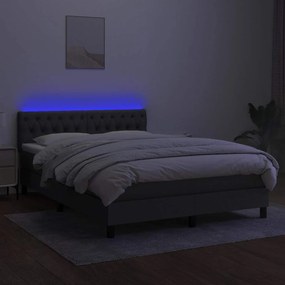 Box spring postel s matrací a LED tmavě šedá 140x190 cm textil 3133390