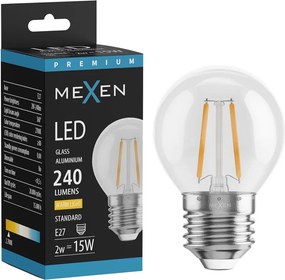 Mexen Vintis, LED filamentová žárovka E27, G45, 2 W, teplá bílá 2700K, čirá, L156-E27-0227-00