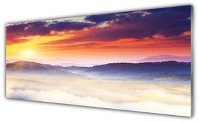 akrylový obraz Hora Slunce Krajina 125x50 cm