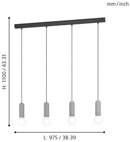 Eglo 39832 - Lustr na lanku GIACONECCHIA 4xE27/40W/230V