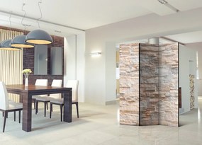 Pokojová zástěna Kamenná rafinace - architektonická textura z béžových cihel