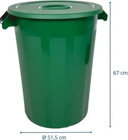 Denox INDUSTRIAL zelená / Odpadkový koš / 100 l / s víkem / PP plast