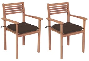 Zahradní židle 2 ks taupe podušky masivní teak,  3062285