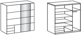 Šatní skříň se zrcadlem Emden, 135 cm, bílá