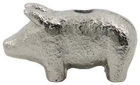 House Doctor Kovový svícen Pig Antique Silver, stříbrná barva, kov