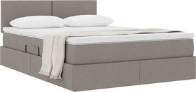 Postel s úložným prostorem a matrací Taupe 140 x 200 cm Samet 3370452