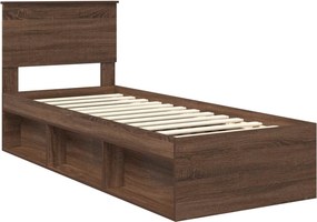 Rám postele s čelo Hnědý dub 75 x 190 cm Masivní borové dřevo 3410669