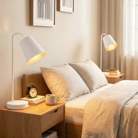 HOMCOM sada 2 moderních stolních lamp z oceli s USB porty, objímka E27, bez žárovek, bílá